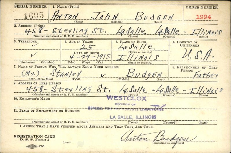 T SG Anton John Budgen, Service Number 16079863 | In the olden days